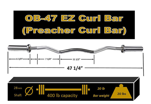 Olympic Preacher Curl Bar (EZ Curl Bar) OB-47 – Deltech Fitness